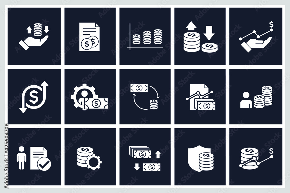 Set of finance management icon. business management pack symbol ...