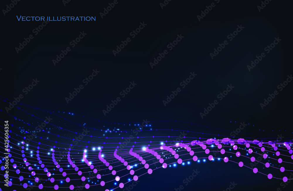 Abstract Music background. Big Data Particle Flow Visualisation ...