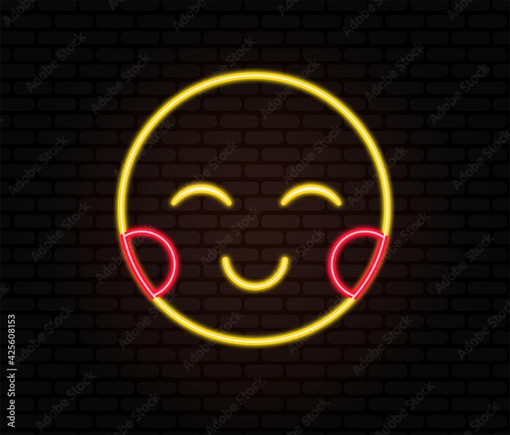 Vector Emoji neon icon with Different Reactions Isolated on black ...