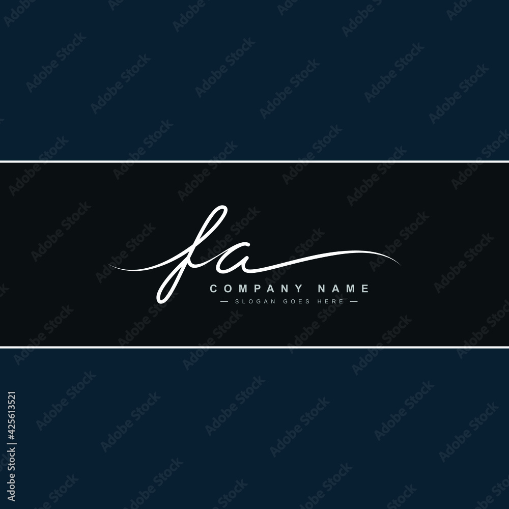 Initial Letter FA Logo - Handwritten Signature Logo Stock Vector ...