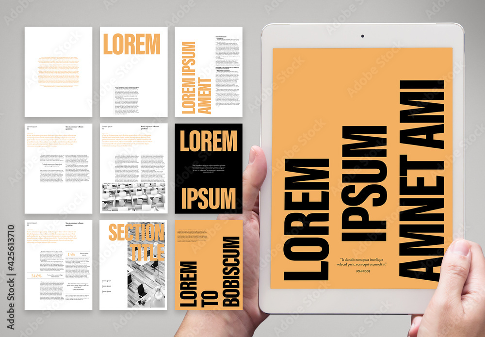 Business Digital Communication Layout with Orange Accents Stock ...