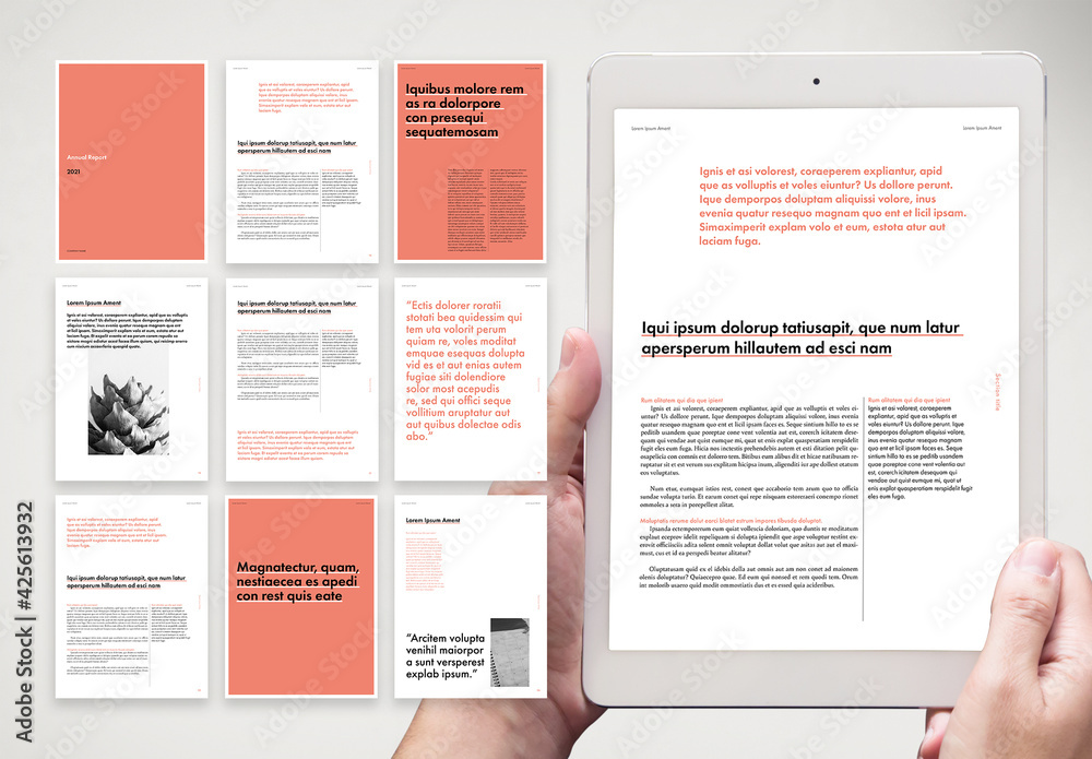 Colorful and Simple Digital Annual Report Layout Stock Template | Adobe ...