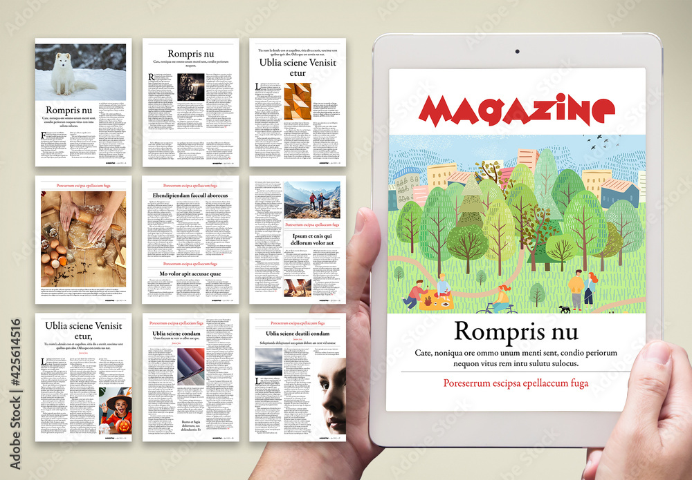 Digital Magazine Layout Stock Template | Adobe Stock