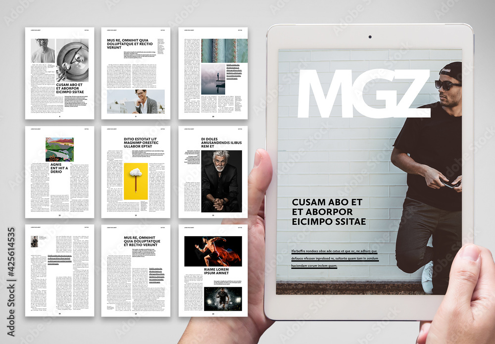 Male Style Fashion Digital Magazine Layout Stock Template | Adobe Stock