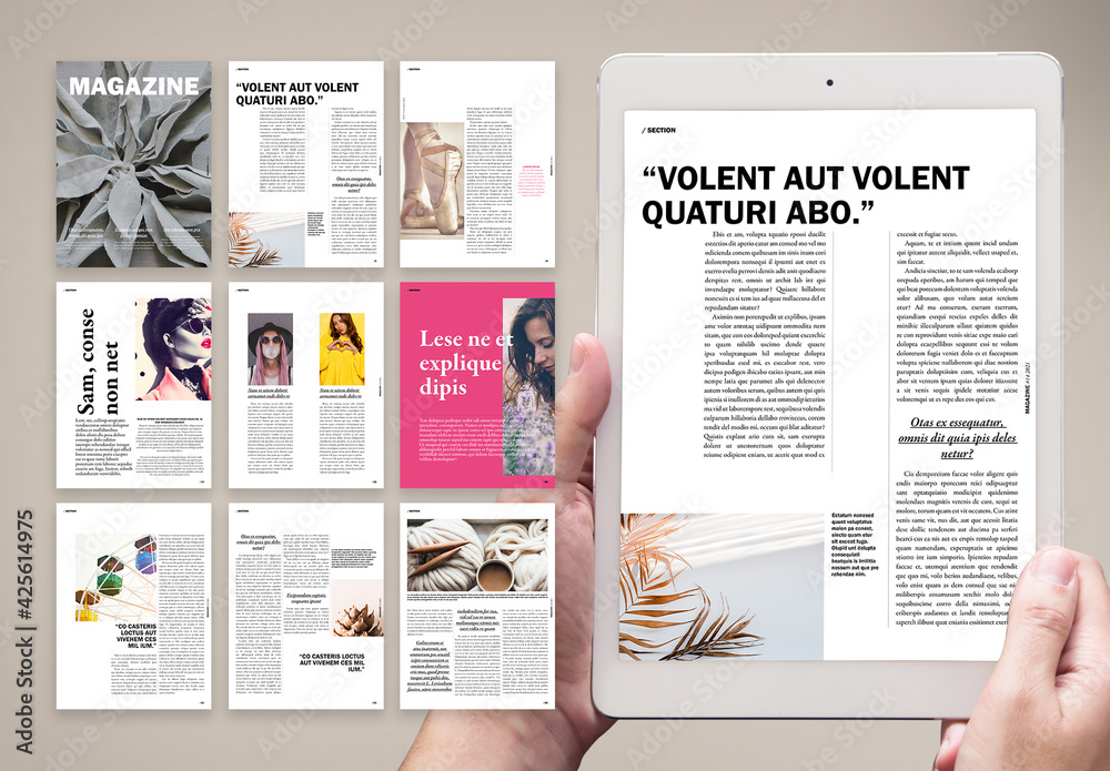 Modern Digital Magazine with Interesting Topics Layout Stock Template ...