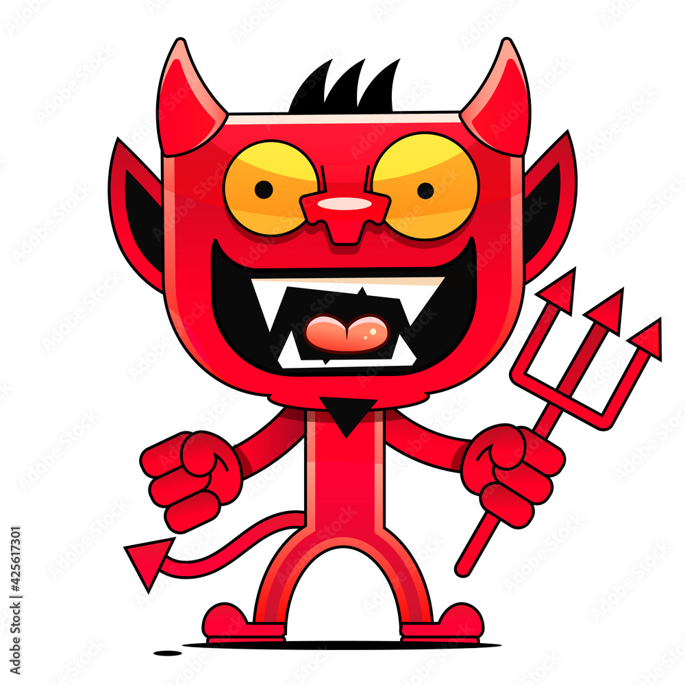 Crazy cartoon devil. Vector clip art illustration with simple gradients ...