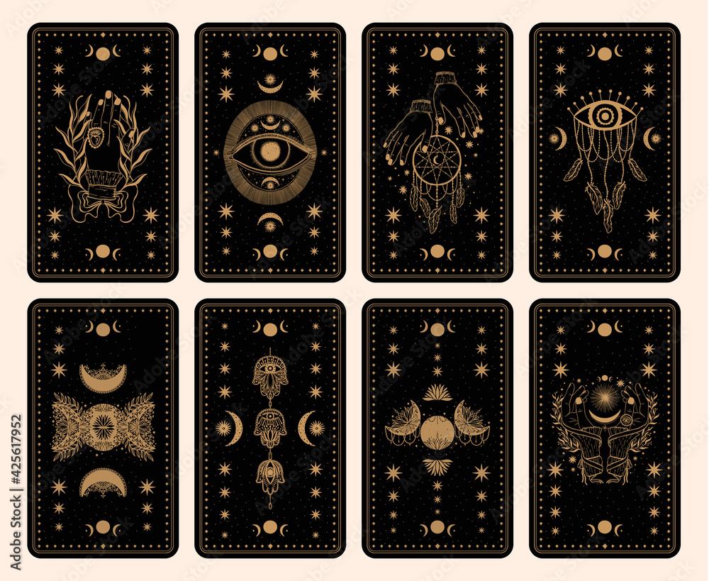 Mystical tarot desk card.Occult esoteric vintage tarot card.Witch ...