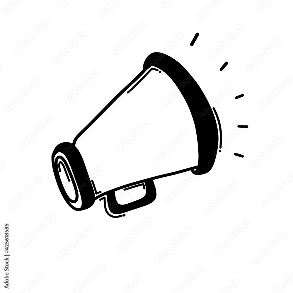 megaphone doodle vector icon. Drawing sketch illustration hand drawn ...