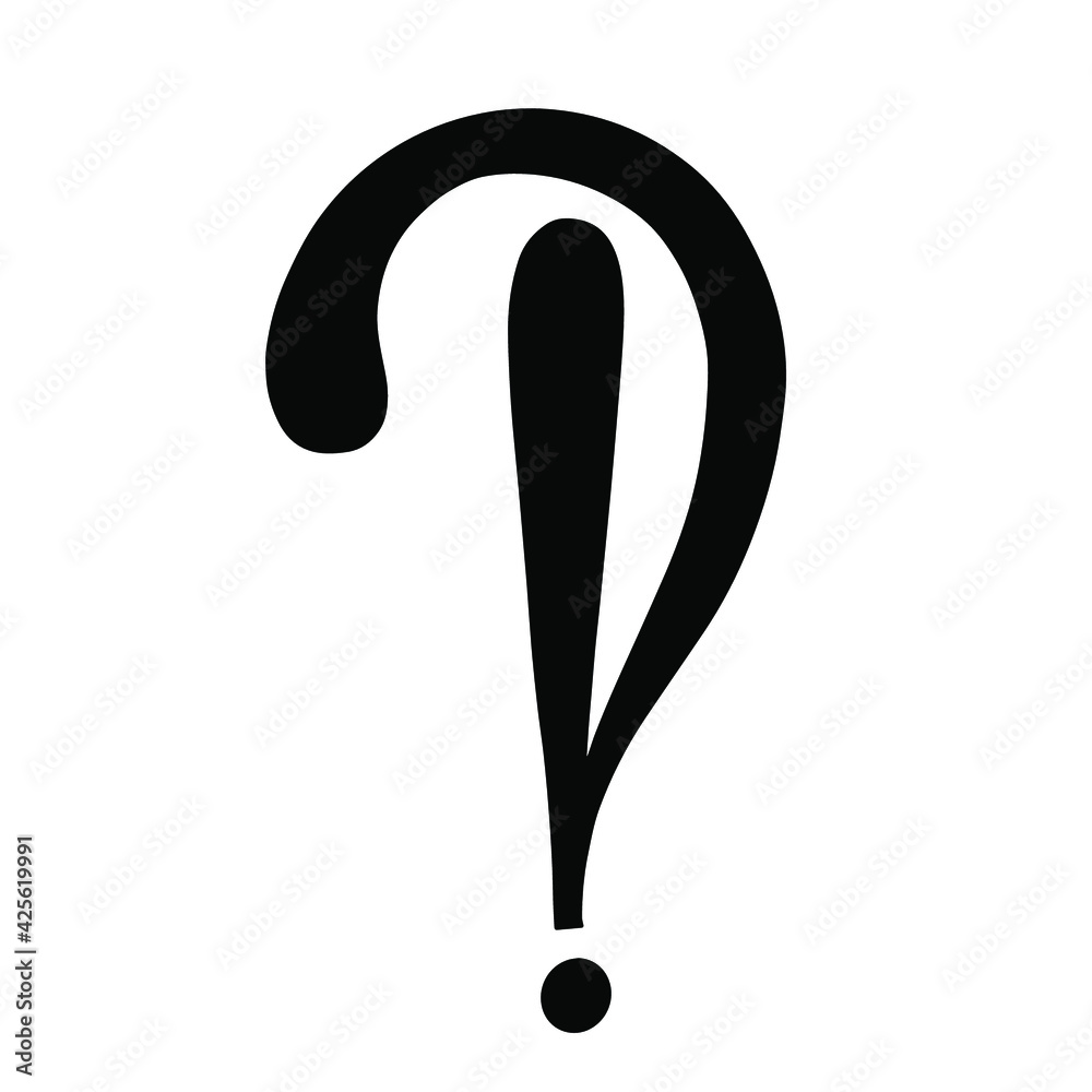 Interrobang. Interrogative and exclamatory signs punctuation mark, ligature. illustration of ...