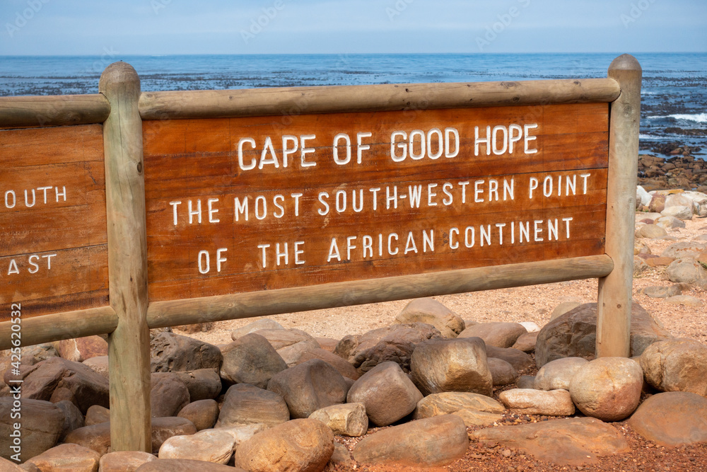 Sign at Cape of Good Hope, Cape Peninsula, South Africa Stock Photo ...