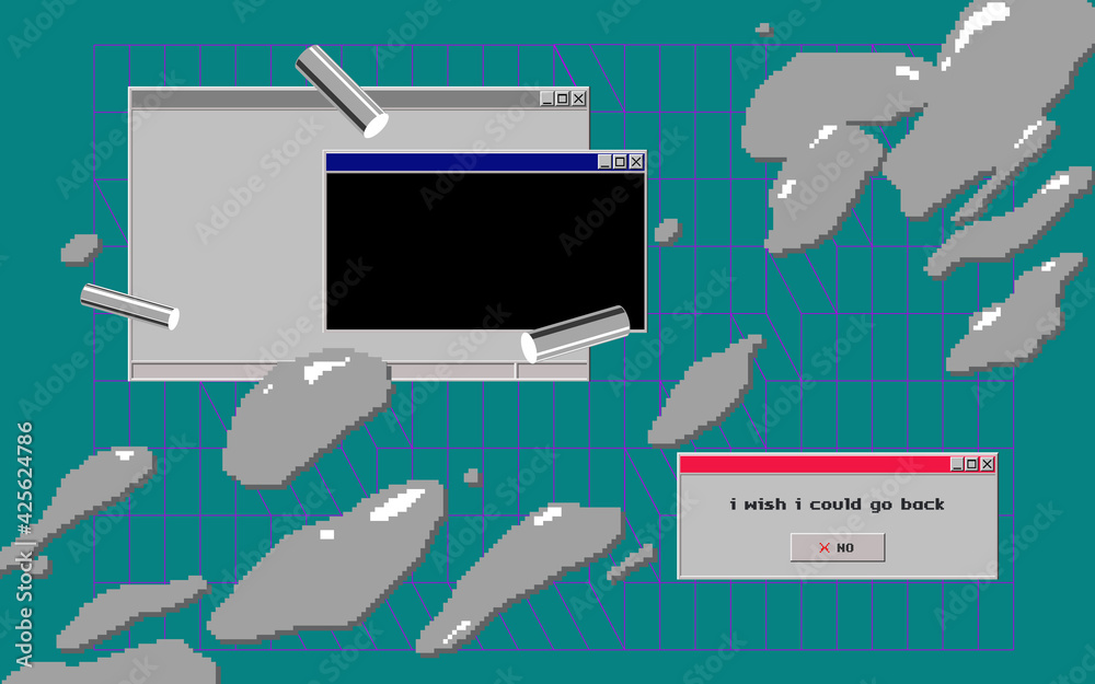 Retro futuristic computer desktop background, technology minimal retro ...