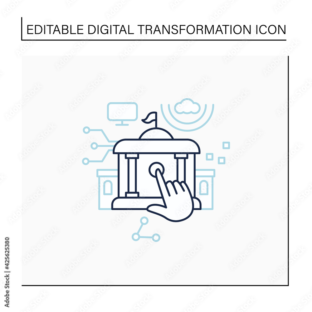 Electronic government line icon. Modern technologies. Digitalization ...