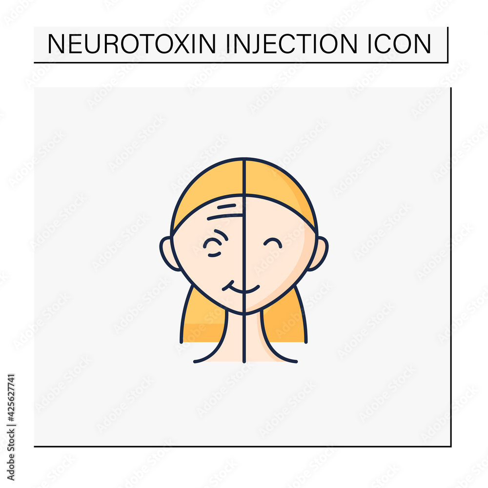 Cosmetic injection color icon.Before and after injection.Face lifting ...