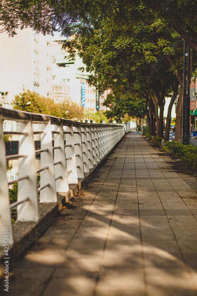 river embankment in the asian city of kaohsiung on the island of taiwan ...