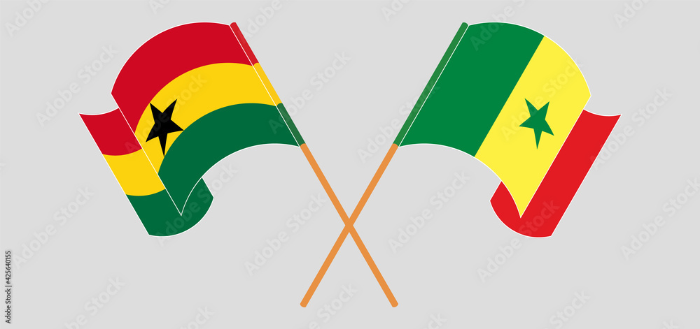 Crossed and waving flags of Ghana and Senegal Stock Vector | Adobe Stock