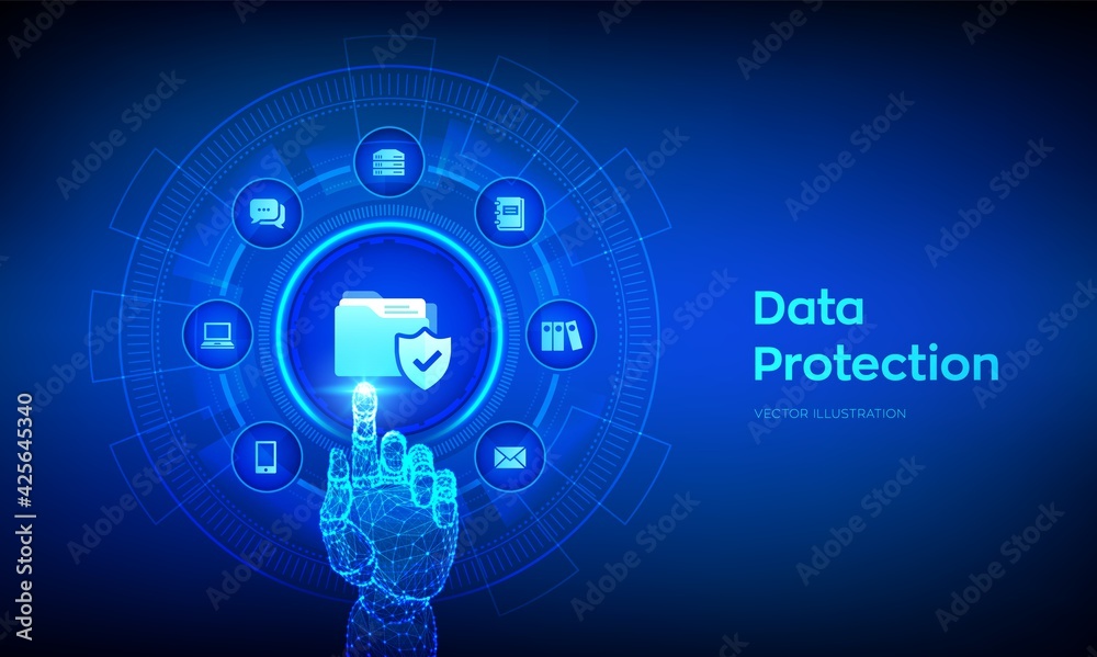 Data protection. Personal data security concept on virtual screen ...