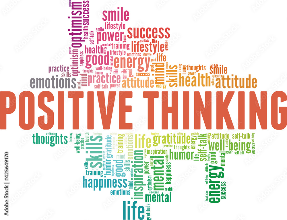 Positive thinking vector illustration word cloud isolated on a white ...