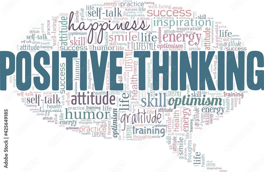 Positive thinking vector illustration word cloud isolated on a white ...