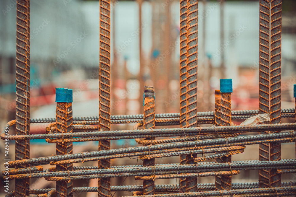 Steel structure concrete columns ,Reinforced concrete Stock Photo ...