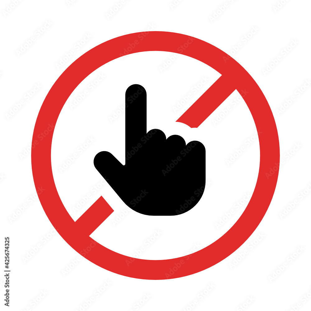 No hand cursor sign icon. Do not touch symbol vector. Stock Vector ...