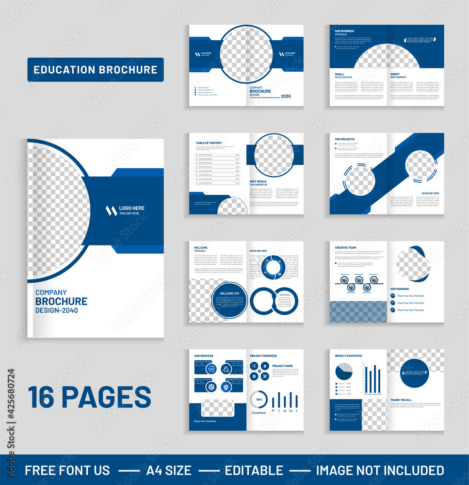 16 pages company brochure template layout. Company profile brochure ...