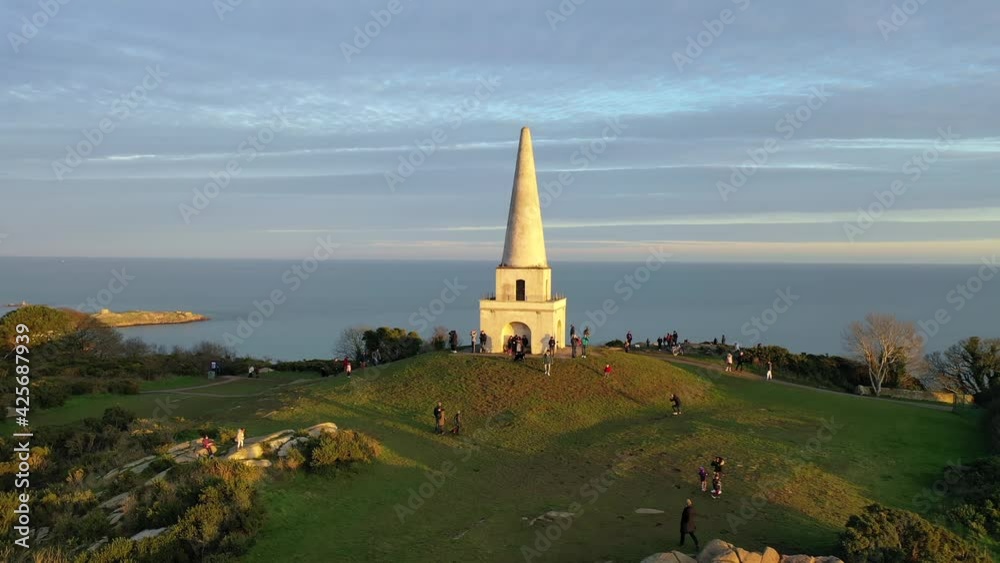 Killiney Hill, Dublin, Ireland, Sunset, January 2020, Drone orbits ...