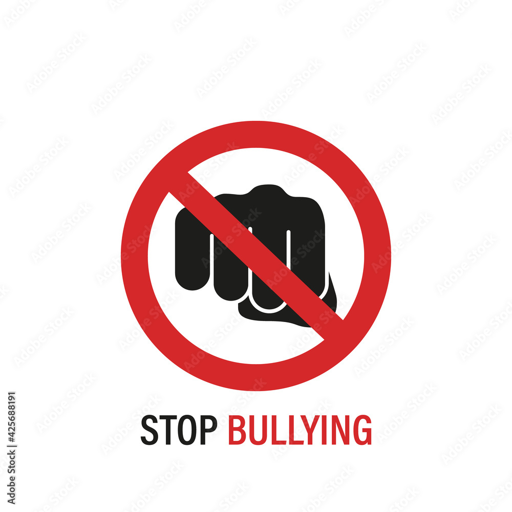 Stop bullying sign. Stop bullying in the school. Verbal, social ...