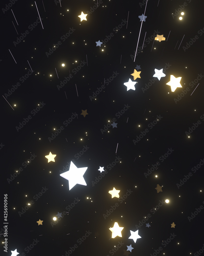 3d render glowing stars and light streaks in the deep outer space ...