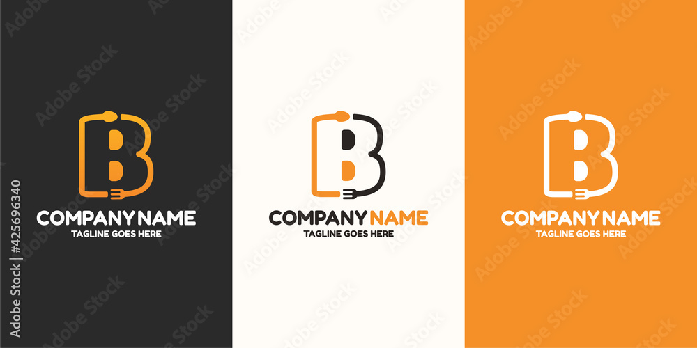 Initial letter B food Logo Design Template. Illustration vector graphic ...