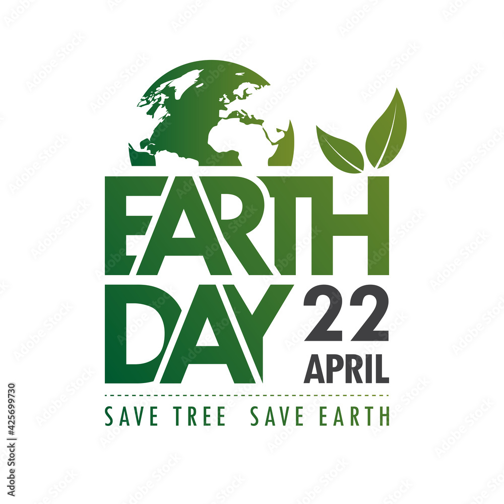 Happy Earth Day Text Typography Illustration Stock Vector | Adobe Stock