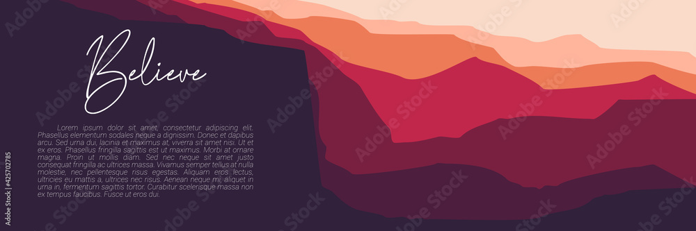 mountain sunset flat design vector banner template good for web banner ...