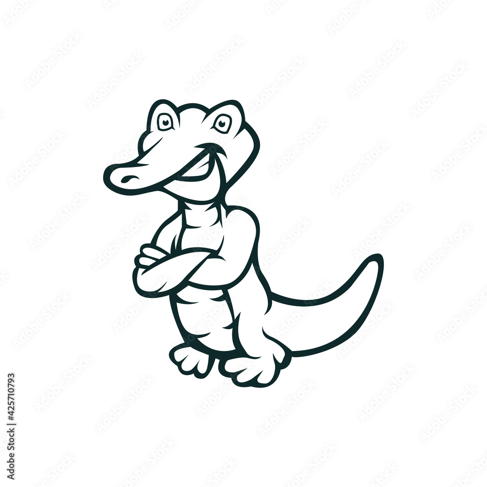 Crocodile cartoon mascot logo silhouette version. Croco character logo ...