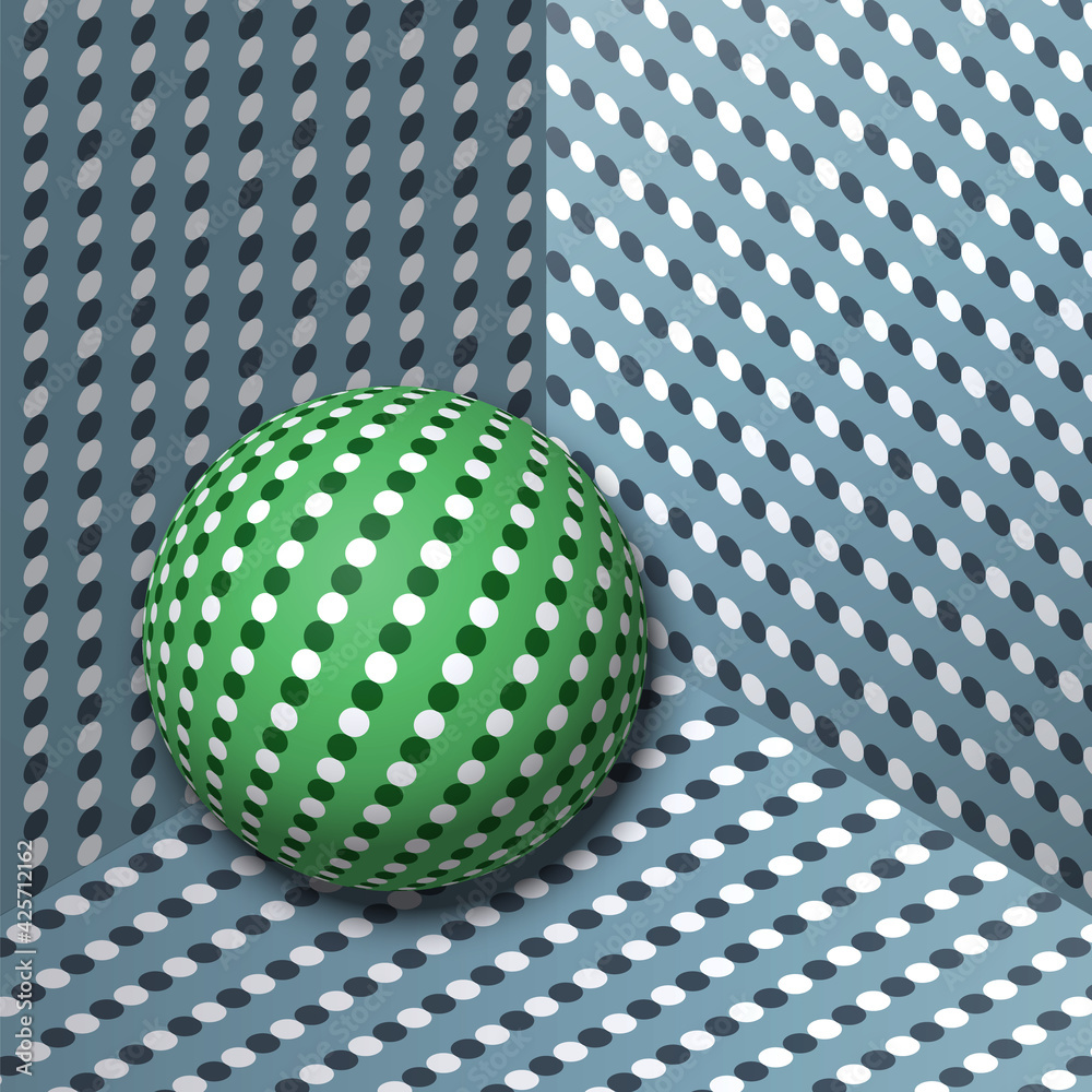 Trippy sphere moves in corner. Vector dizzy moving optical illusion ...