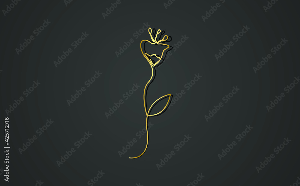 flower icon. Continuous one line drawing. One line art. Vector ...