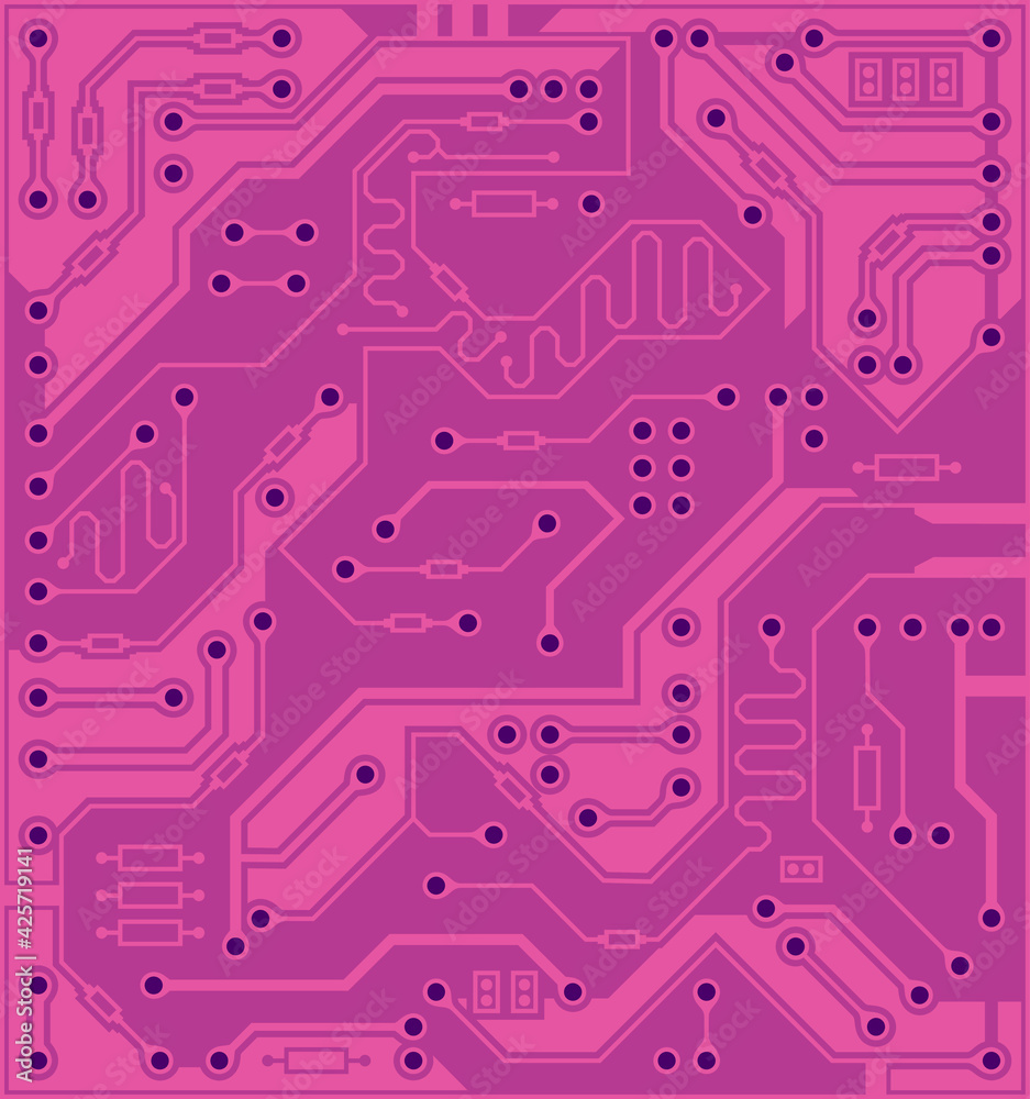 Circuit board, technology burgundy background. Digital electronic ...