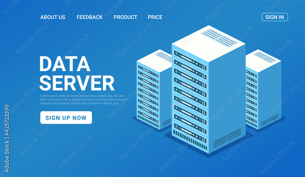 Isometric data center server technology server backup big block storage ...