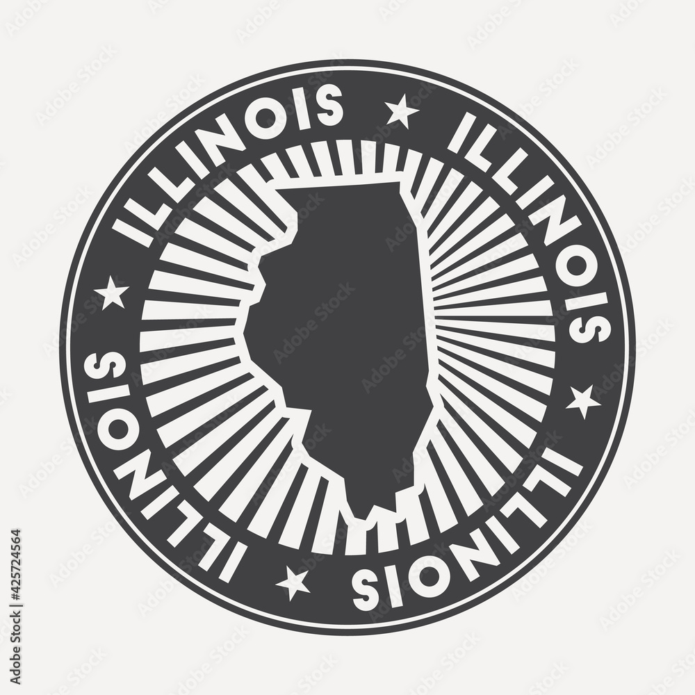 Illinois round logo. Vintage travel badge with the circular name and ...