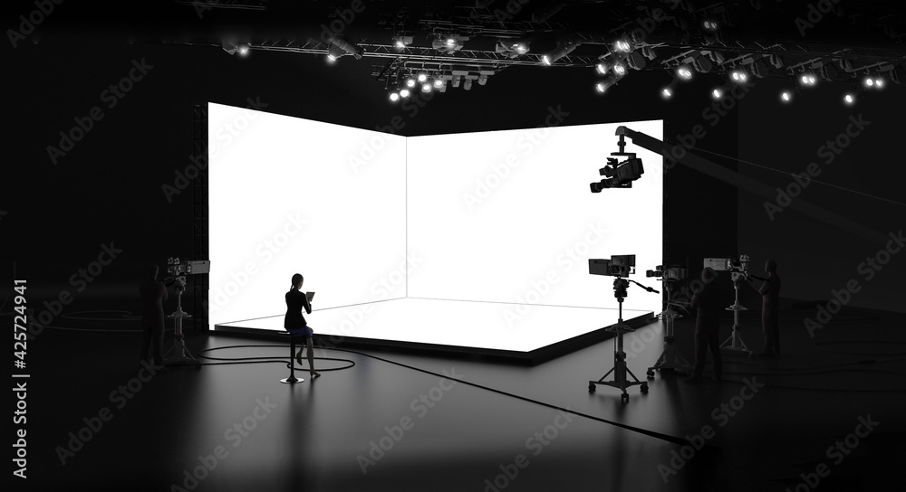 3d Studio template, Virtual presentation studio live event Stock ...