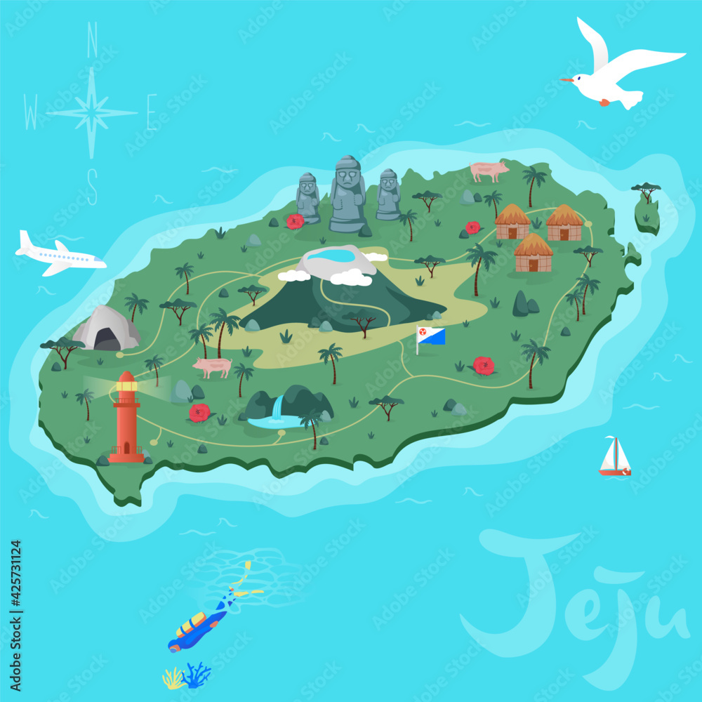 Jeju island tropical paradise vector korea Stock Vector | Adobe Stock