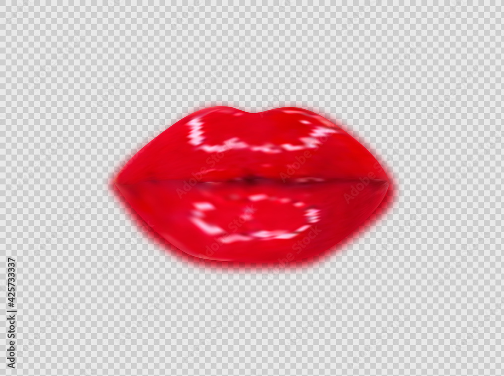 Realistic female open mouth with lips covered with shiny gloss vector ...