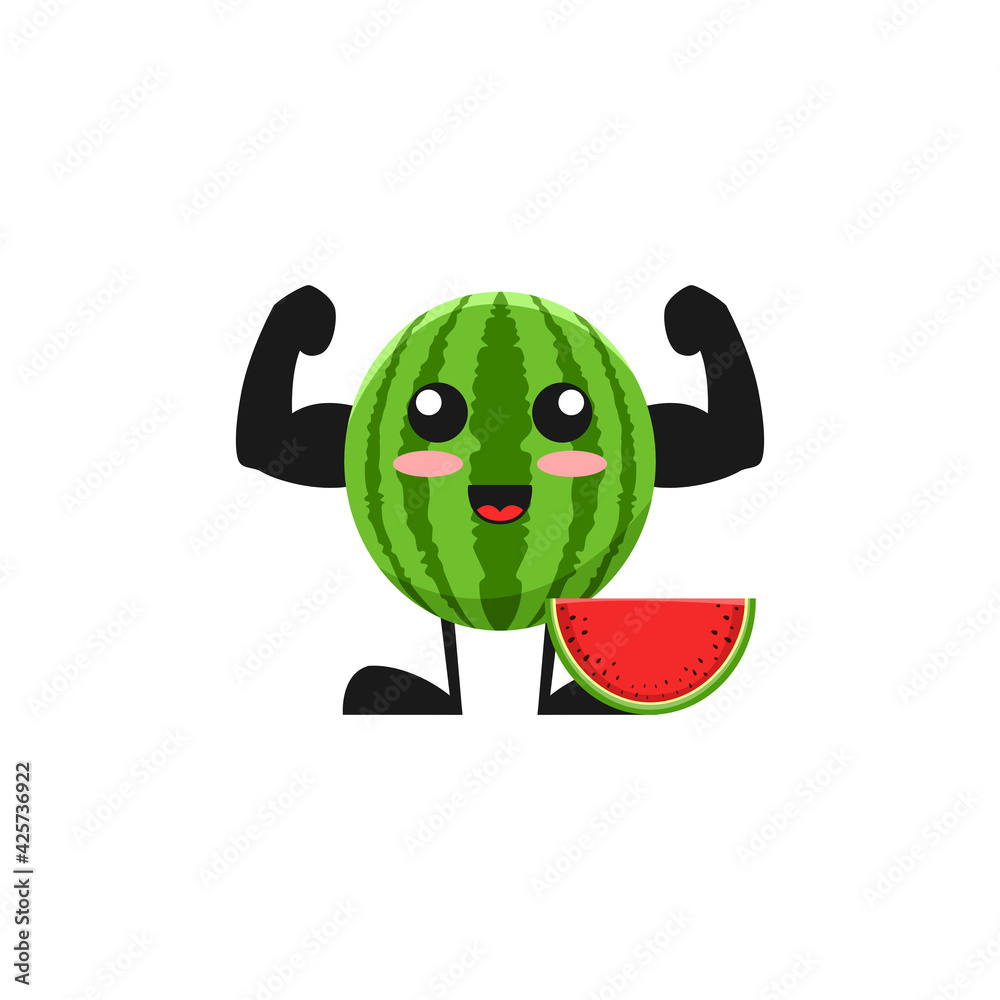 vector illustration of cute watermelon fruit fitness or character gym ...