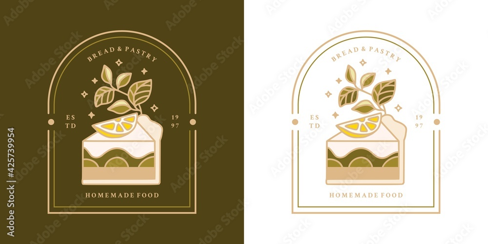 Hand drawn vintage cake, pastry, bakery logo, label, food product ...