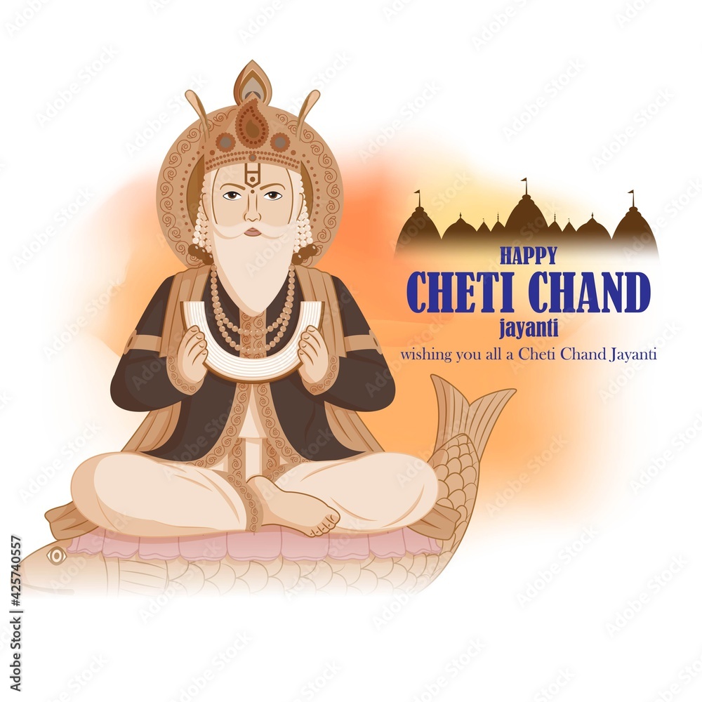 vector illustration for Lord Cheti Chand Jhulelal Jayanti, sindhi Hindu ...