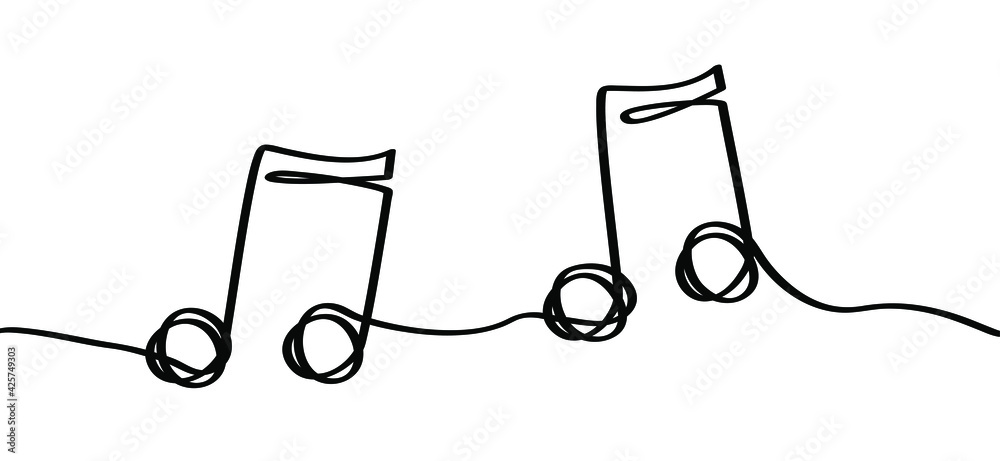Musical notes line symbol icon for staff and music note theme ...