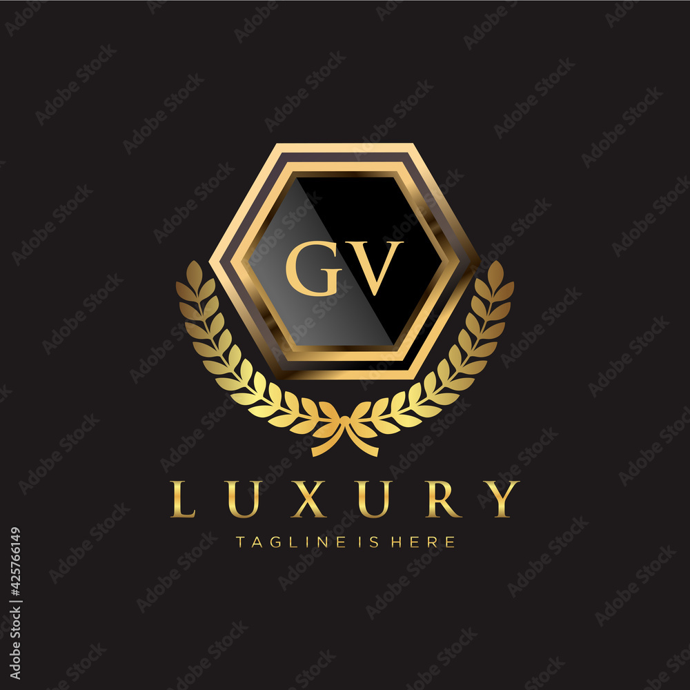 GV Letter Initial with Royal Luxury Logo Template Stock Vector | Adobe ...
