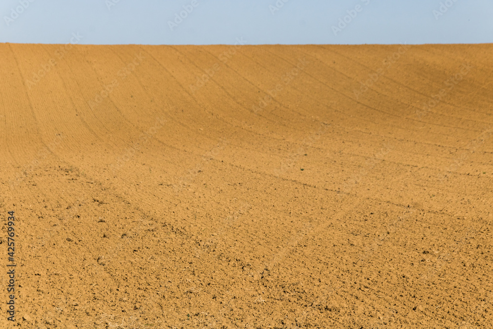 fond, texture, arrière plan: champ labouré, terre, terrain cultivé ...