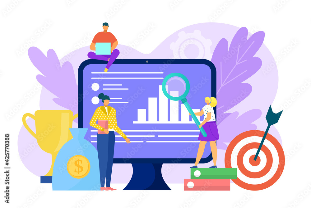 Business strategy concept, vector illustration. Flat man woman people ...