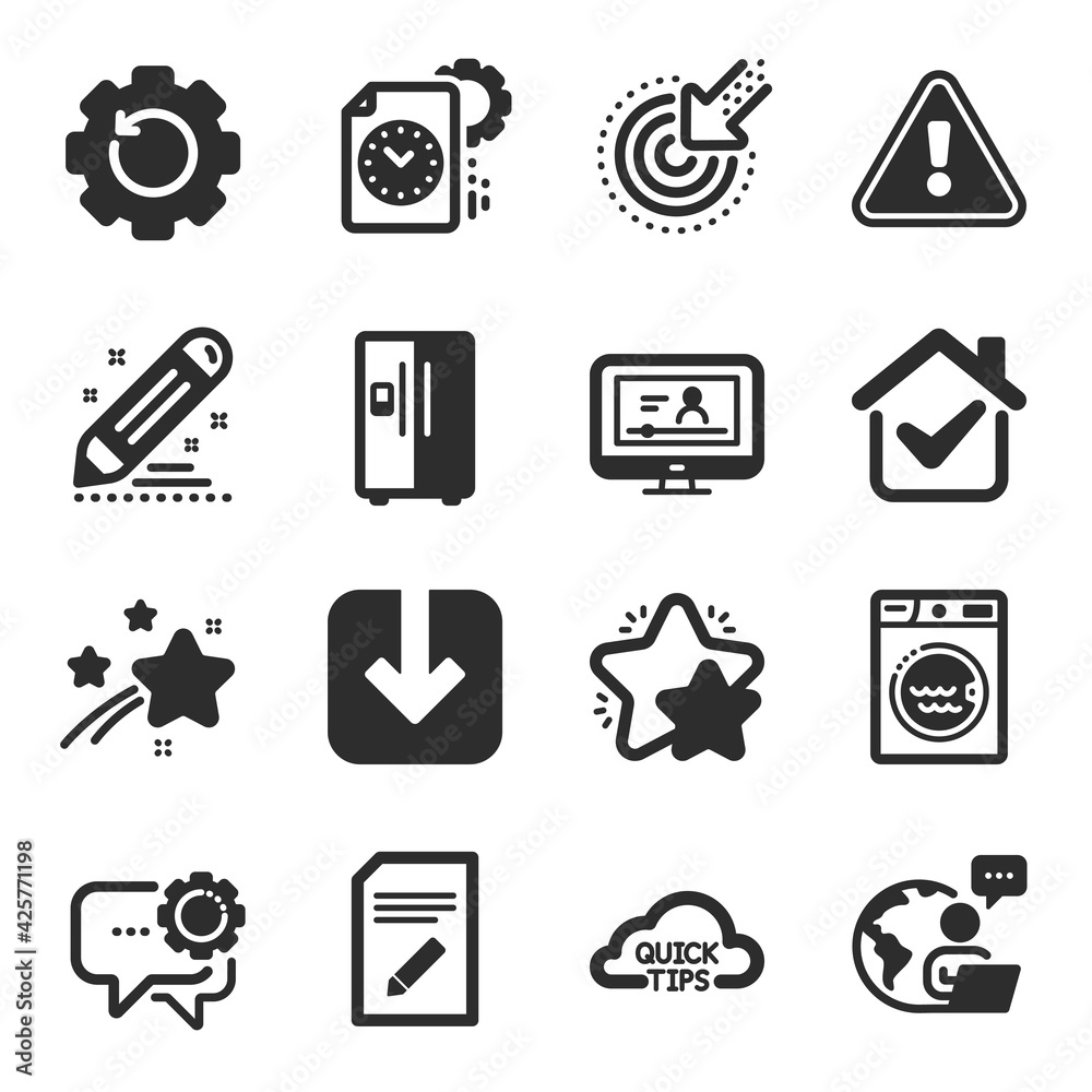 Set of Technology icons, such as Employees messenger, Project deadline ...