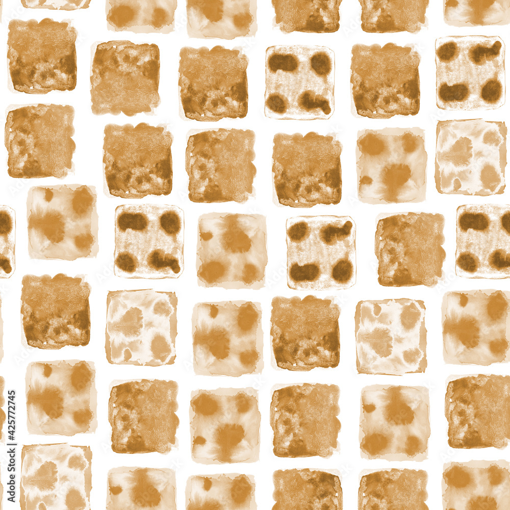 Square Hand drawn Watercolor isolated on white canvas with high ...