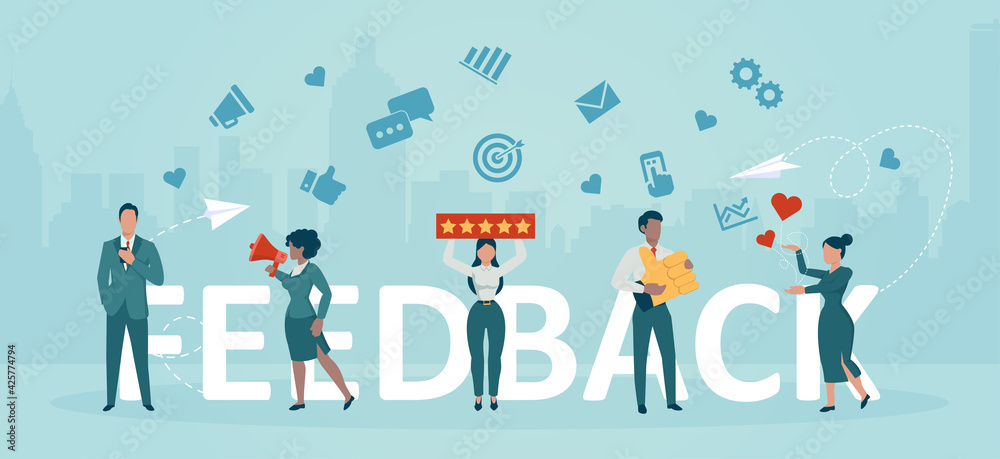 Photo & Art Print Vector of people giving feedback to a business ...